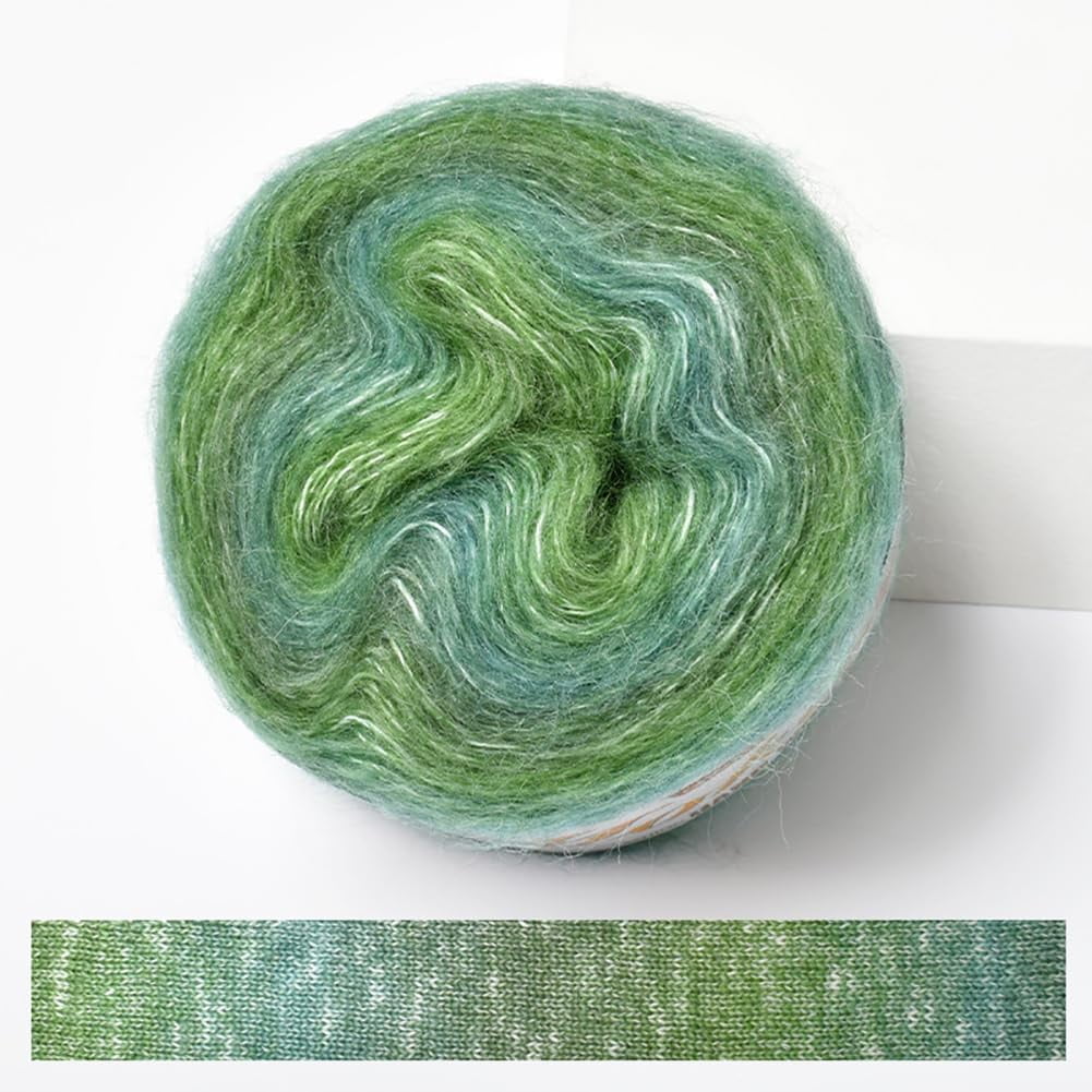 50g Color Gradient Mohair Cake Yarn for Crocheting Knitting, Multicolor ...