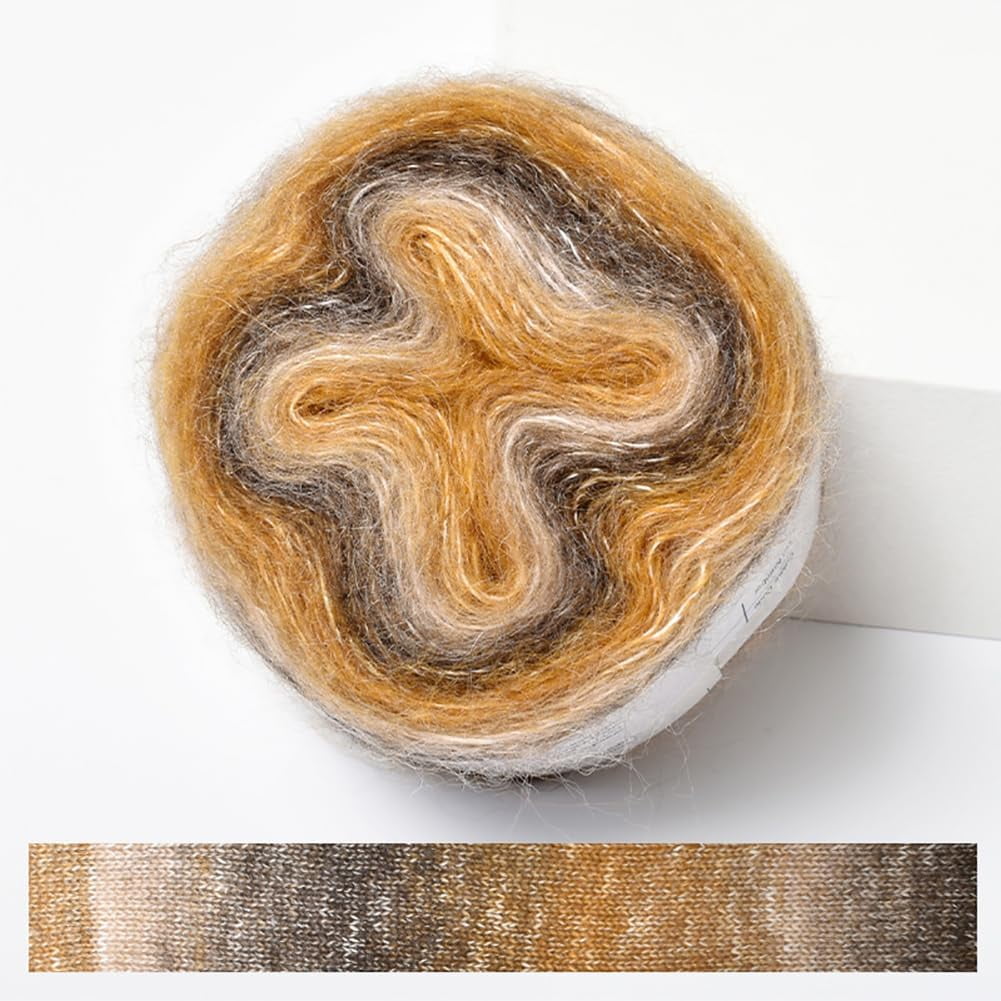 50g Color Gradient Mohair Cake Yarn for Crocheting Knitting, Multicolor ...