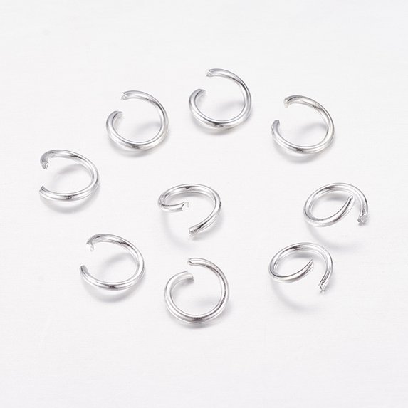 50g Iron Open Jump Rings Round Silver Color Plated Single Ring 7x0.9mm ...