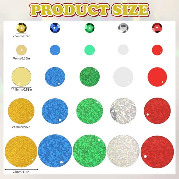 50g Mix Color Round Sequins Spangles for Crafts, Large Colored Mixed ...