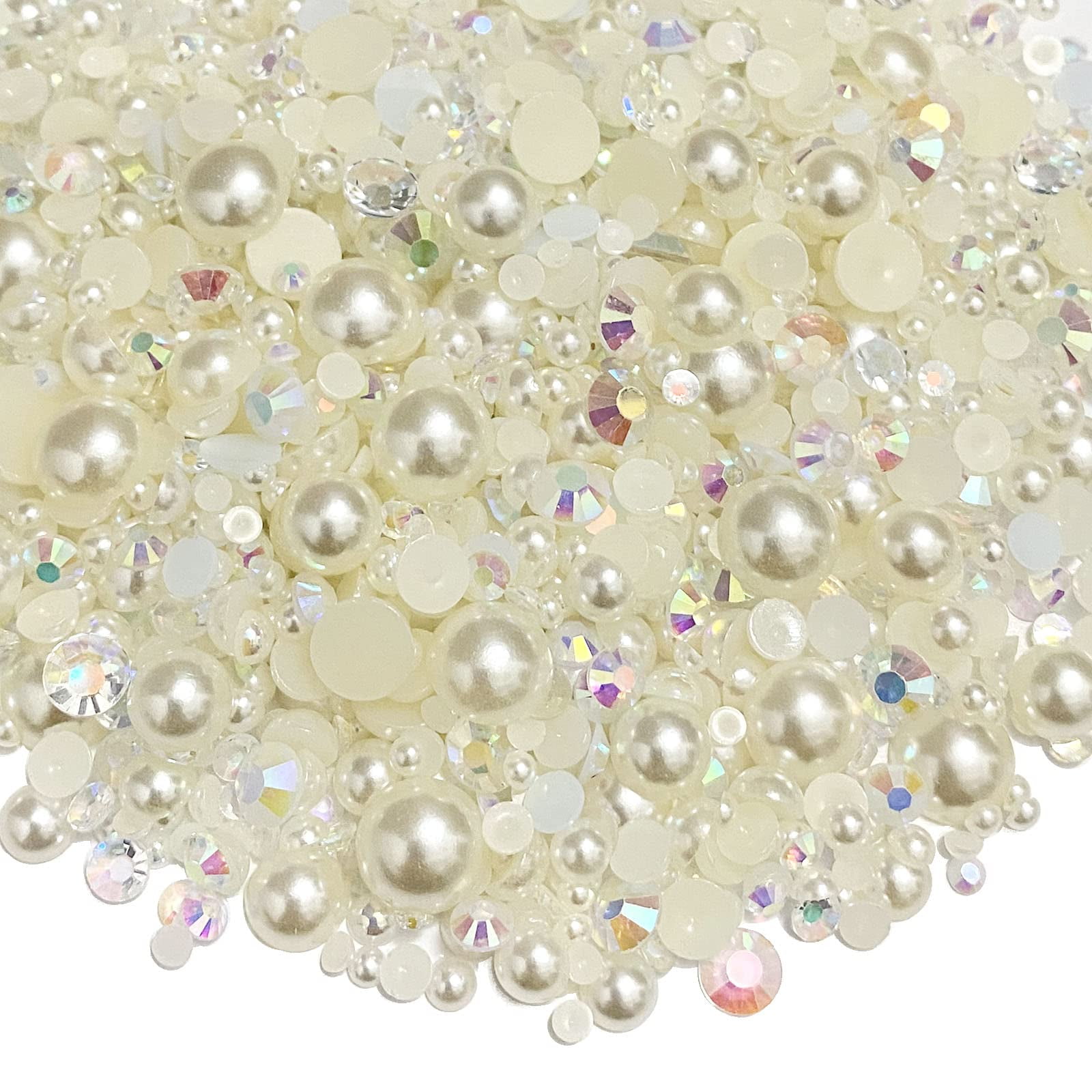 50g Mix Flatback Resin Rhinestones Half Round Pearls Mixed Size 3mm ...