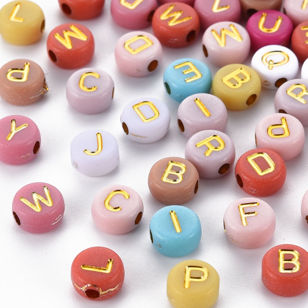 50g Opaque Mixed Color Acrylic Beads Metal Enlaced Flat Round with ...