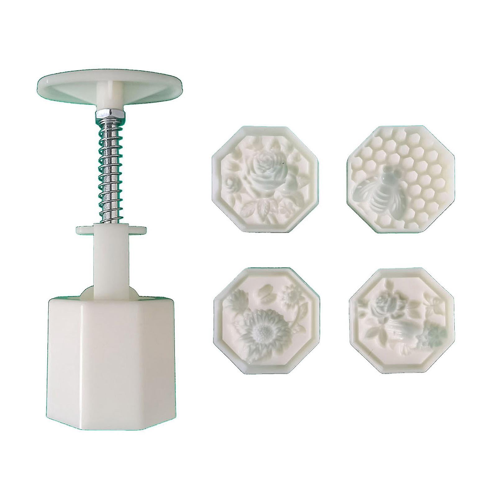 50g Plastic Mooncake Moulds Flowers & Bee Shaped 3d Mooncake Stamps Diy ...