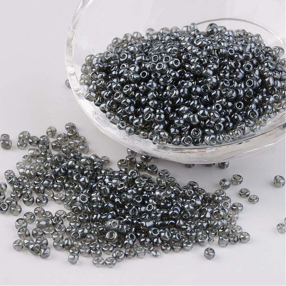50g Round Glass Seed Beads Trans. Colours Lustered Gray Size: about 3mm ...