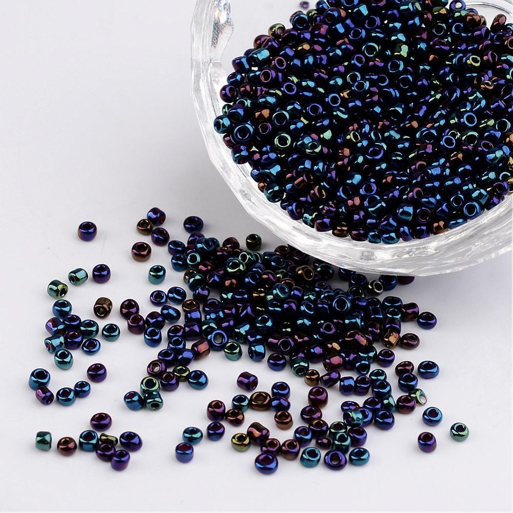 50gs 12/0 Iris Round Glass Seed Beads Prussian Blue 2mm Hole: 1mm about ...