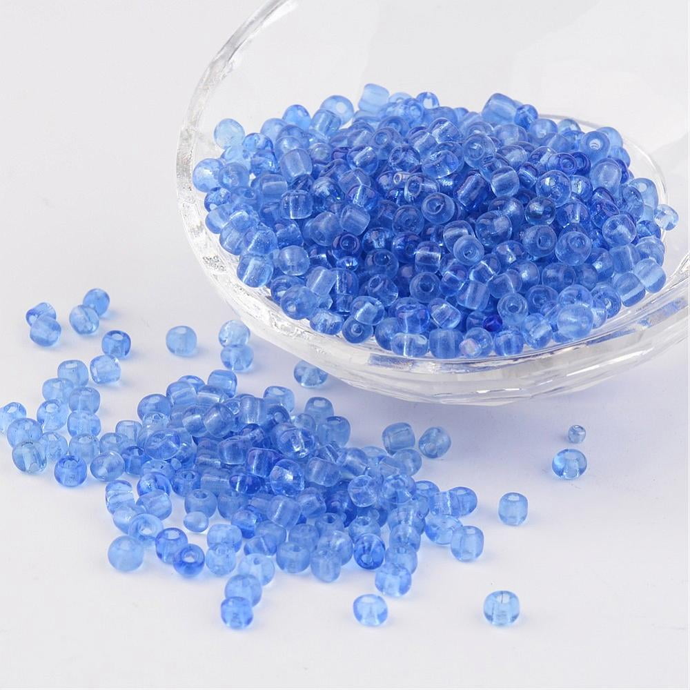 50gs 6/0 Glass Seed Beads Transparent Round Light Blue 4mm hole: 1.5mm ...