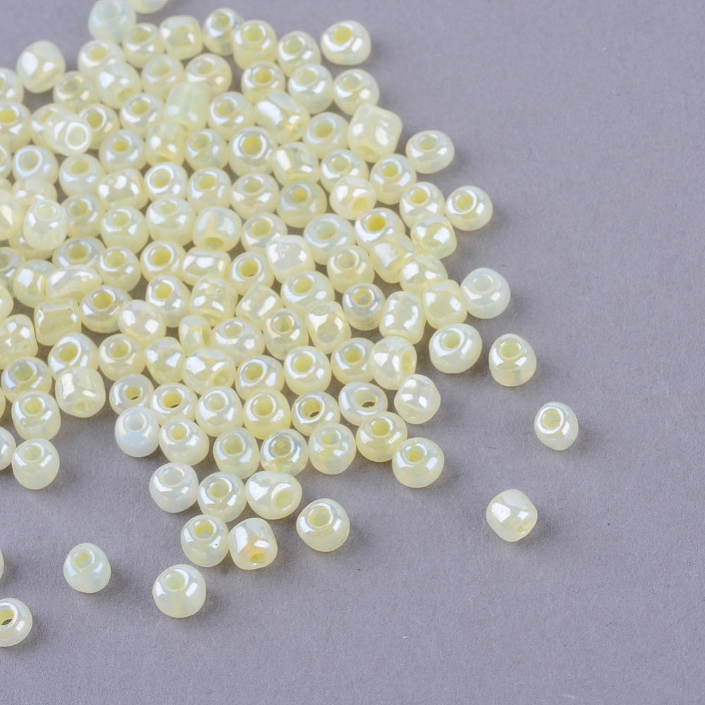 50gs 8/0 Ceylon Round Glass Seed Beads Light Goldenrod Yellow Size ...
