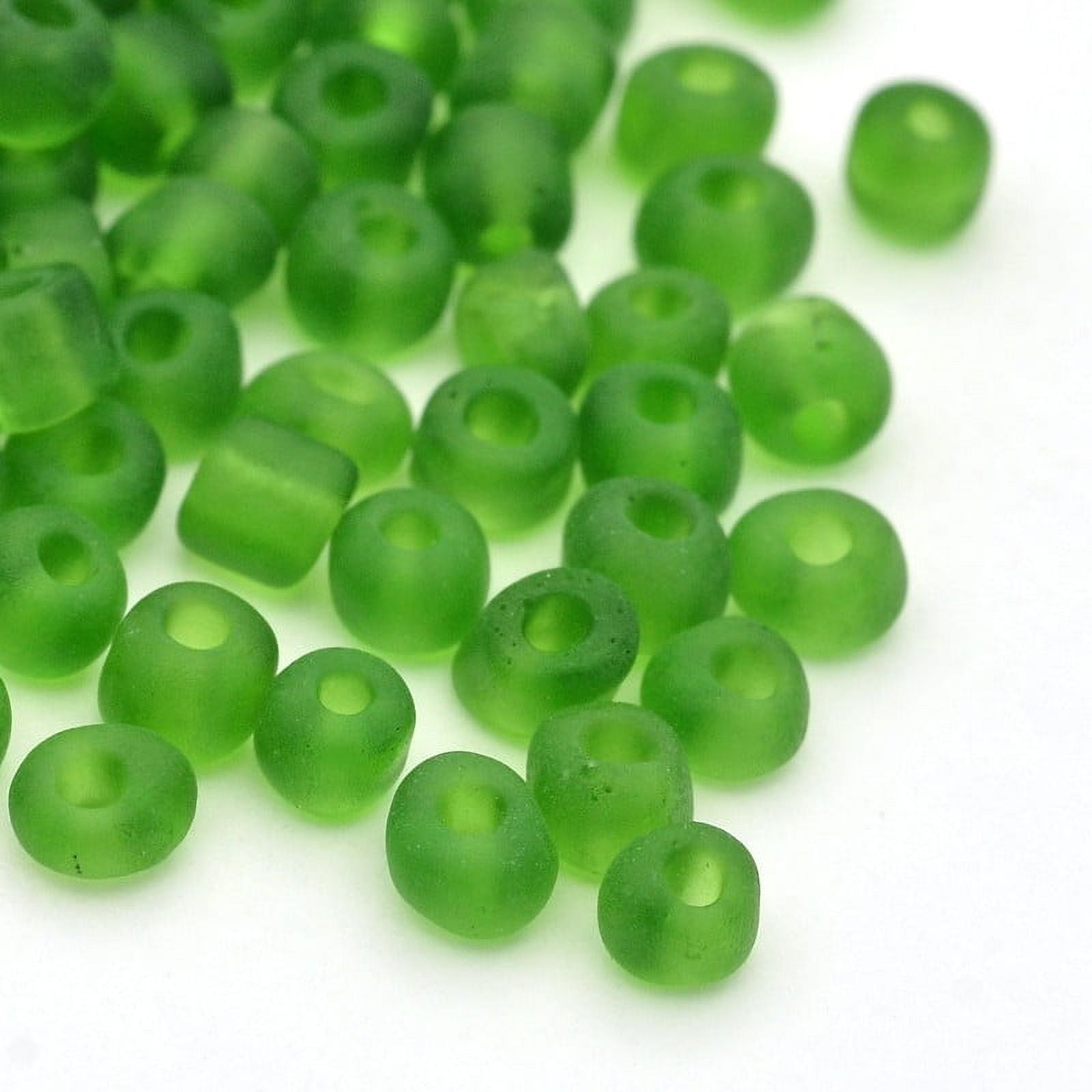 50gs 8/0 Frosted Round Glass Seed Beads Green Size: about 3mm in ...