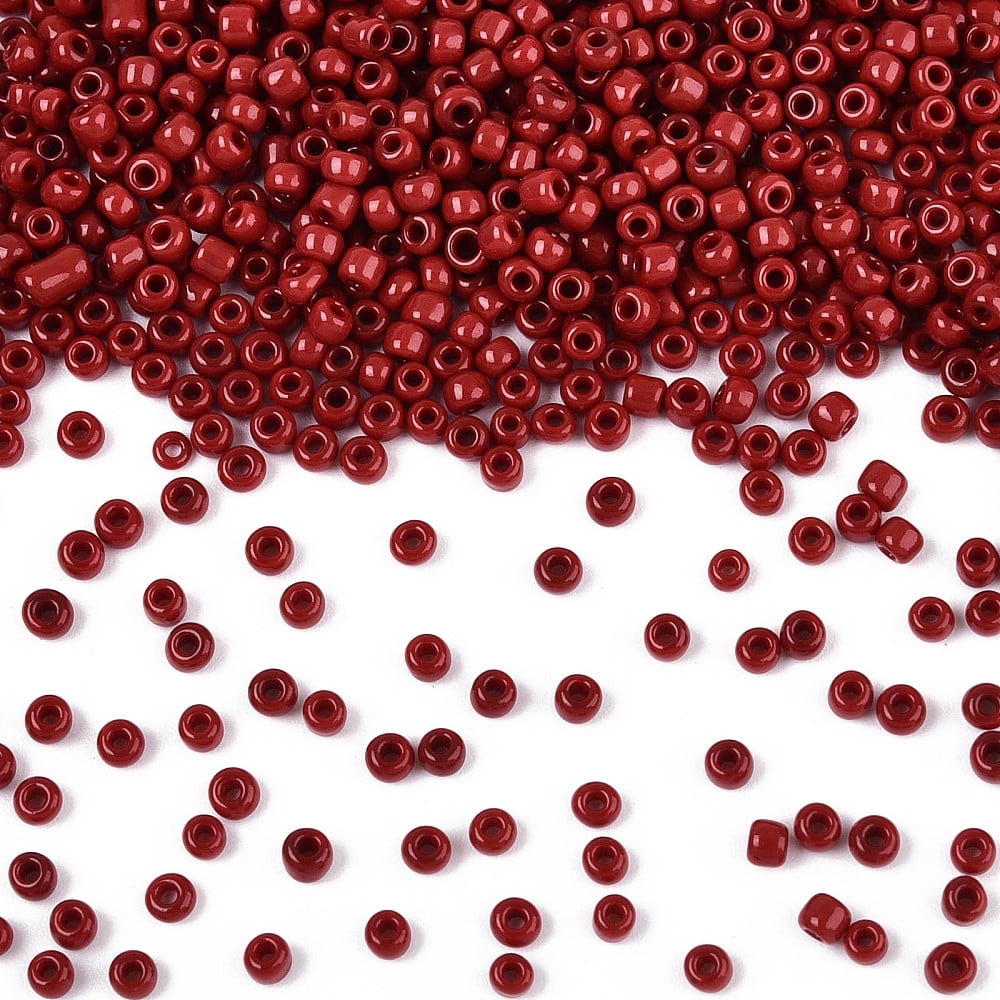 50gs 8/0 Opaque Colours Round Glass Seed Beads Crimson Size: about 3mm ...