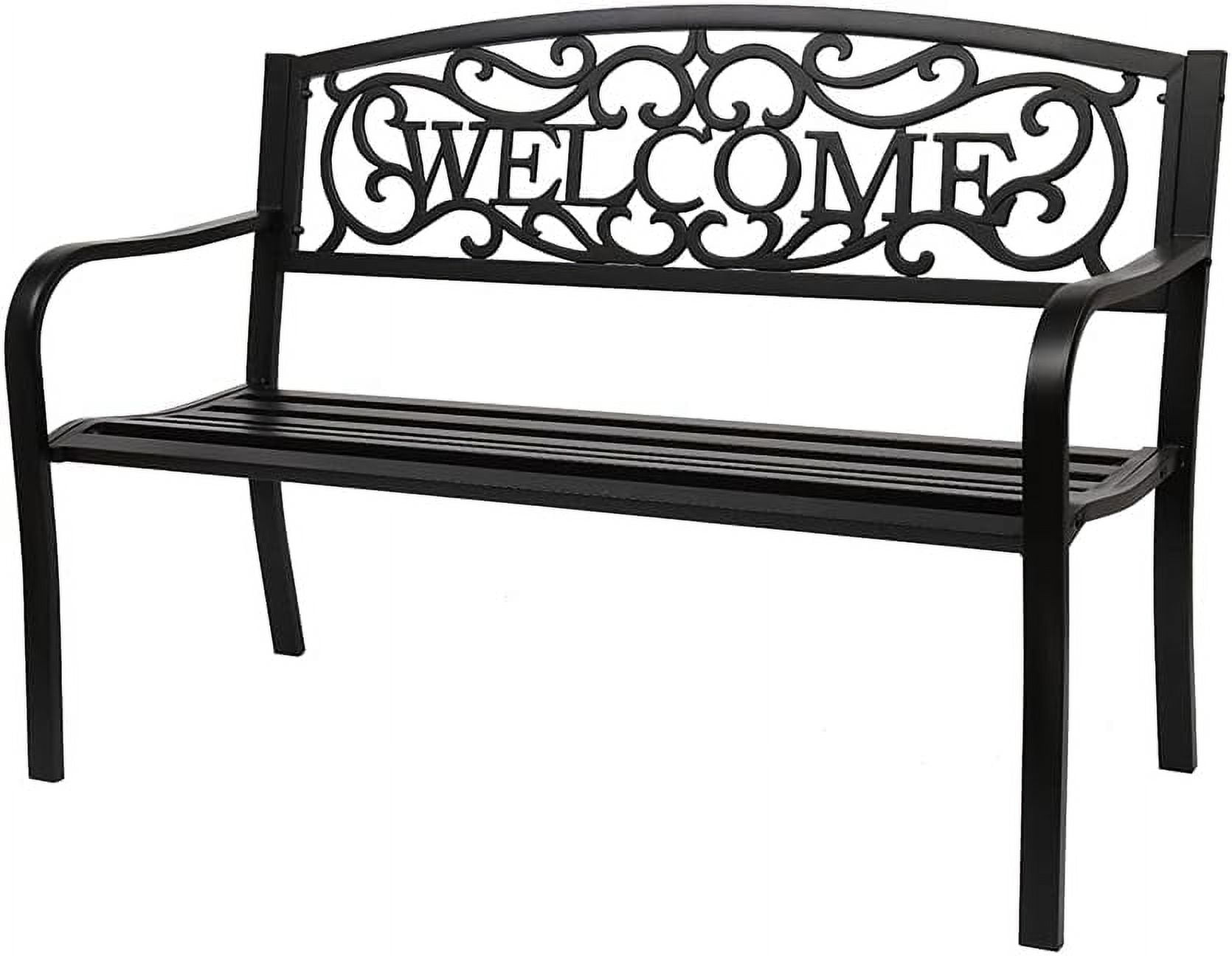 50in Butterfly Back Cross Feet Bronze Iron Bench - Outdoor Patio Bench ...