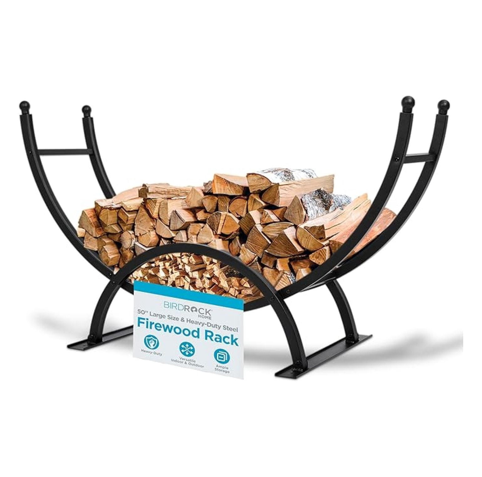 50in Firewood Rack for Outdoor or Indoor Use | Fire Wood Log Storage ...