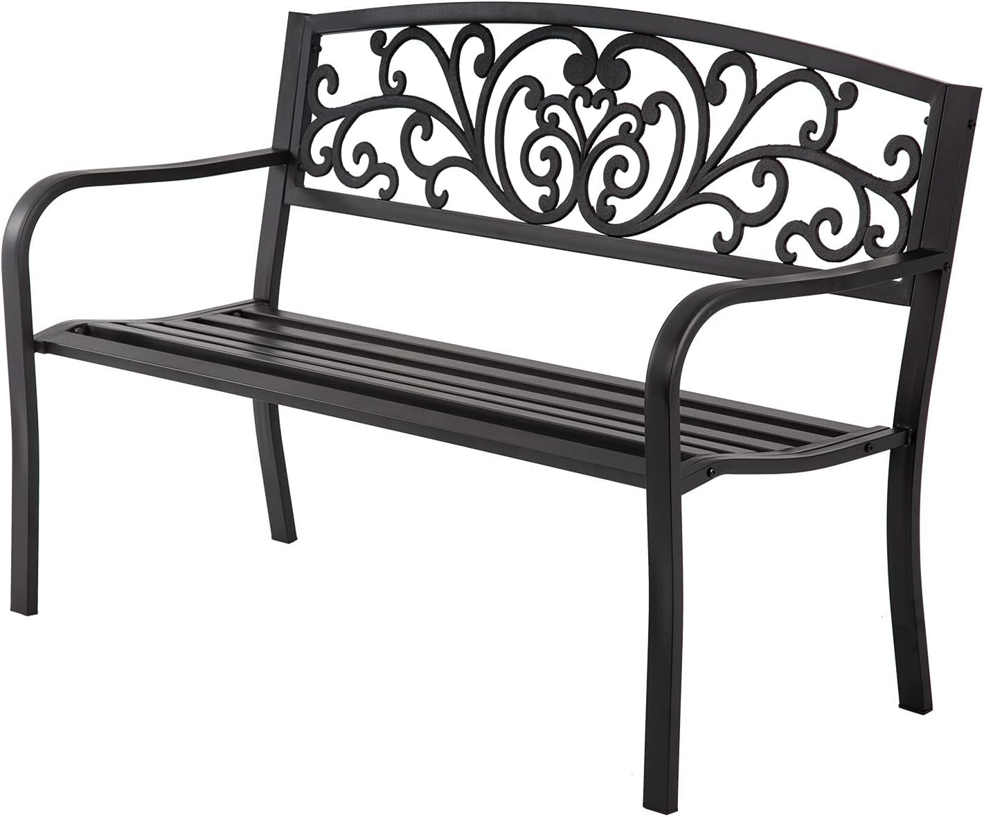 50in Garden Bench,Powder-Coat Steel Outdoor Benches,500LB Capacity ...