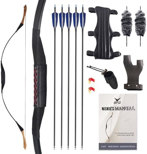 50lbs One Piece Traditional Bow - 50" Handmade Wooden Bow Fast ...