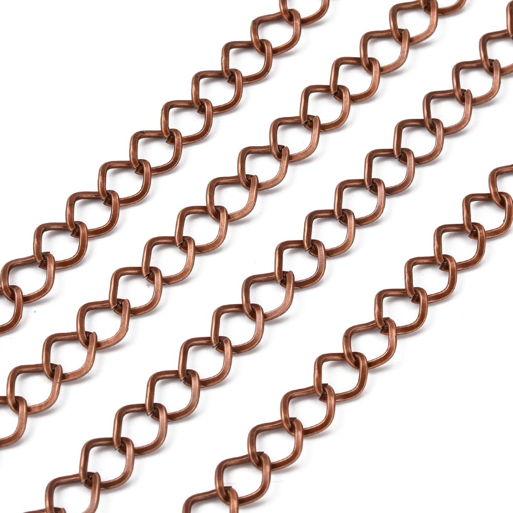 50m Iron Twisted Chains Unwelded with Spool Rhombus Red Copper 8.5x6 ...