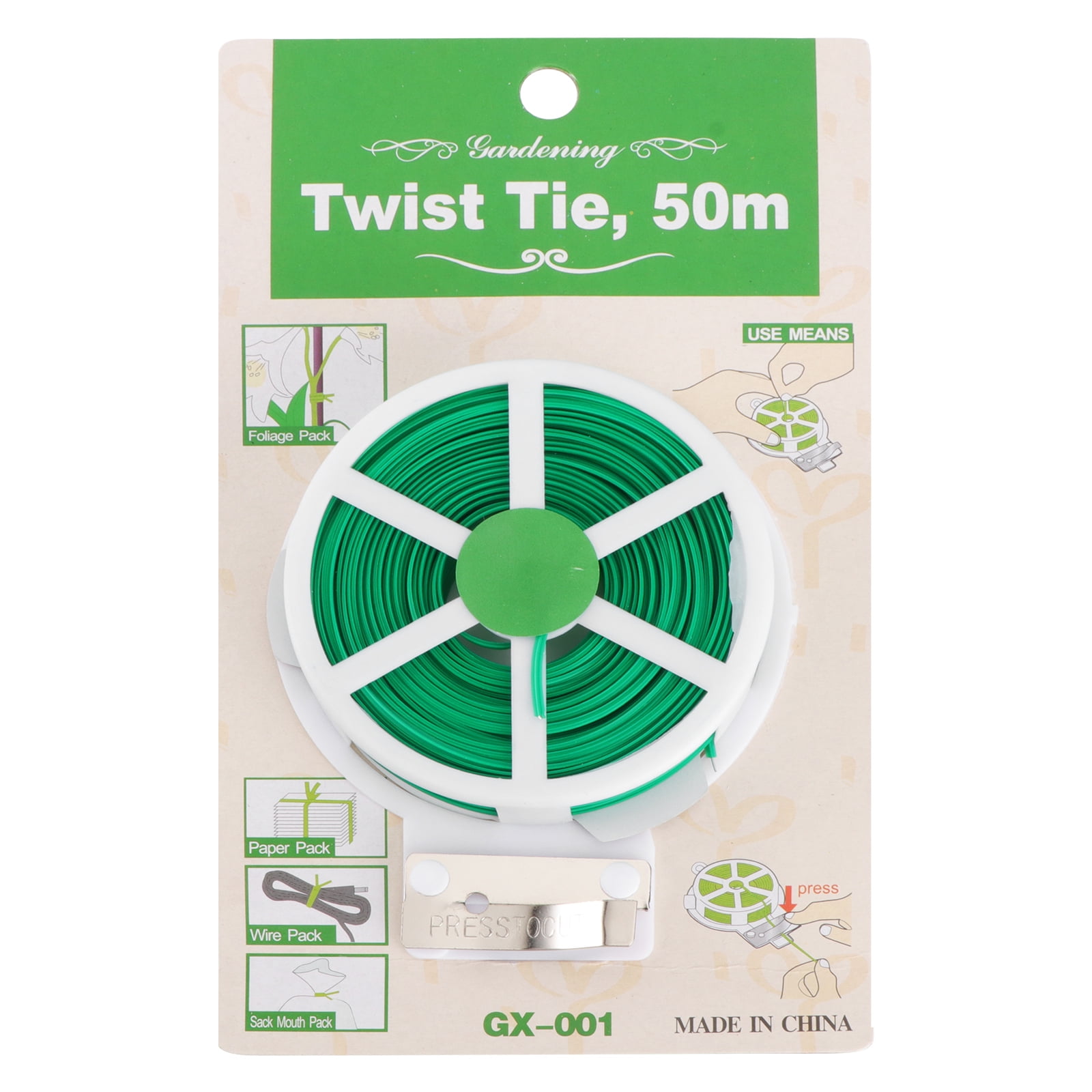 50m Plastic Coated Iron Wire Ties Garderning Wrap Cable Ties (Green ...