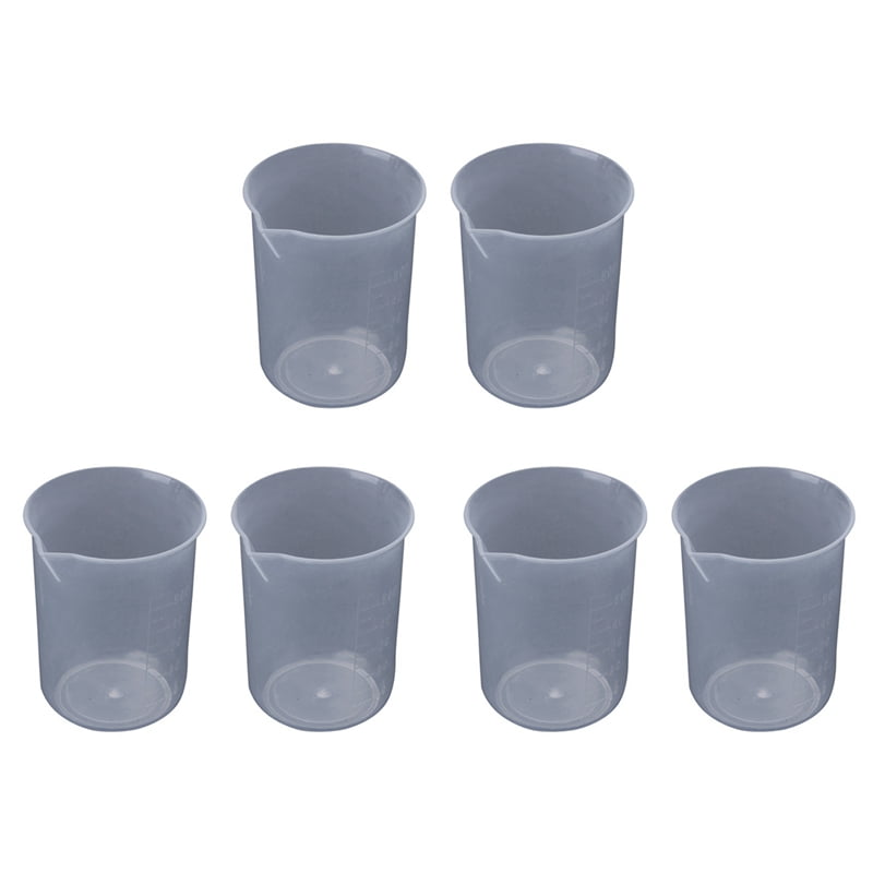 50mL Graduated Beaker Clear Plastic Measuring Cup for Lab 6 Pcs ...