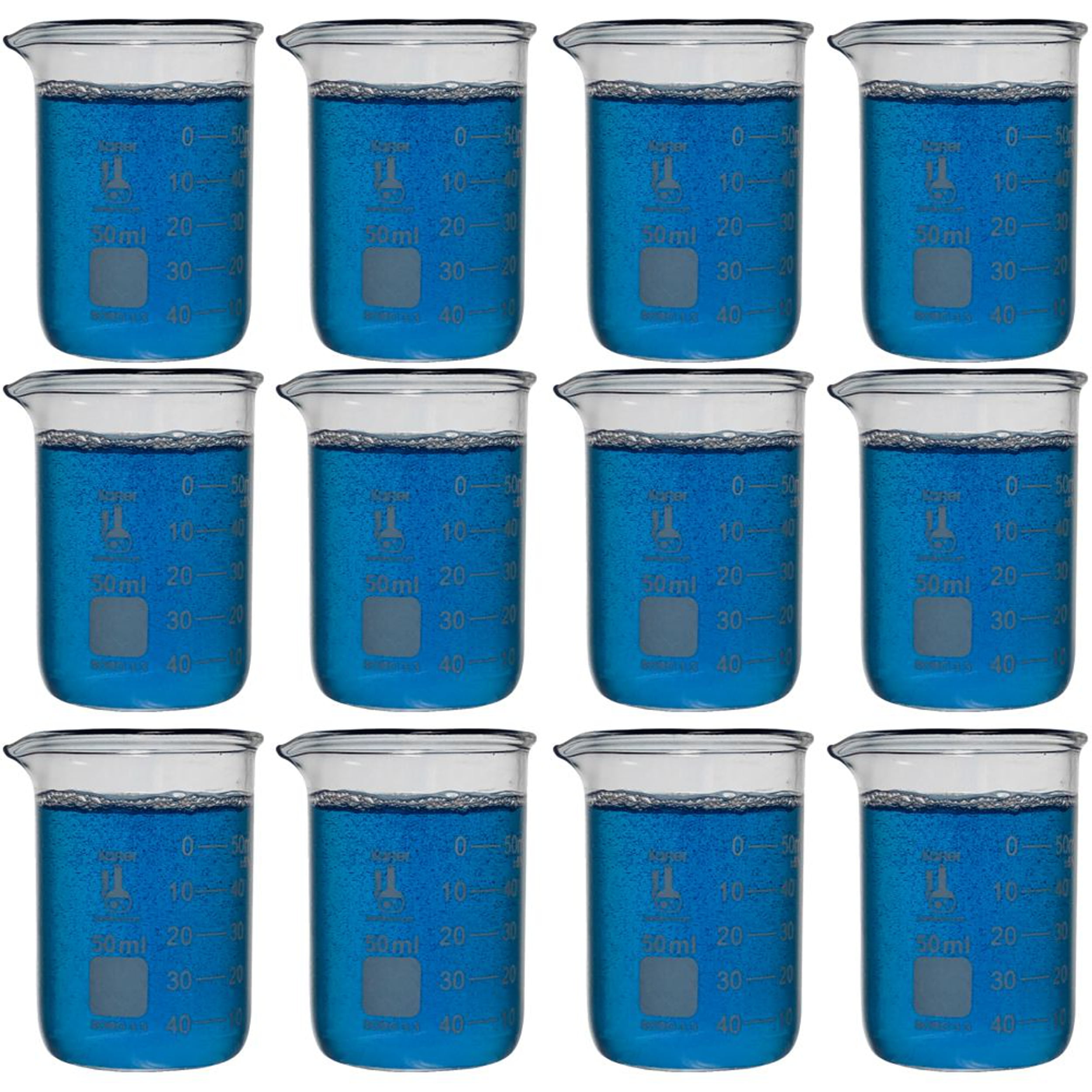 50ml Beaker, Low Form Griffin, Borosilicate 3.3 Glass, Double-Scale ...