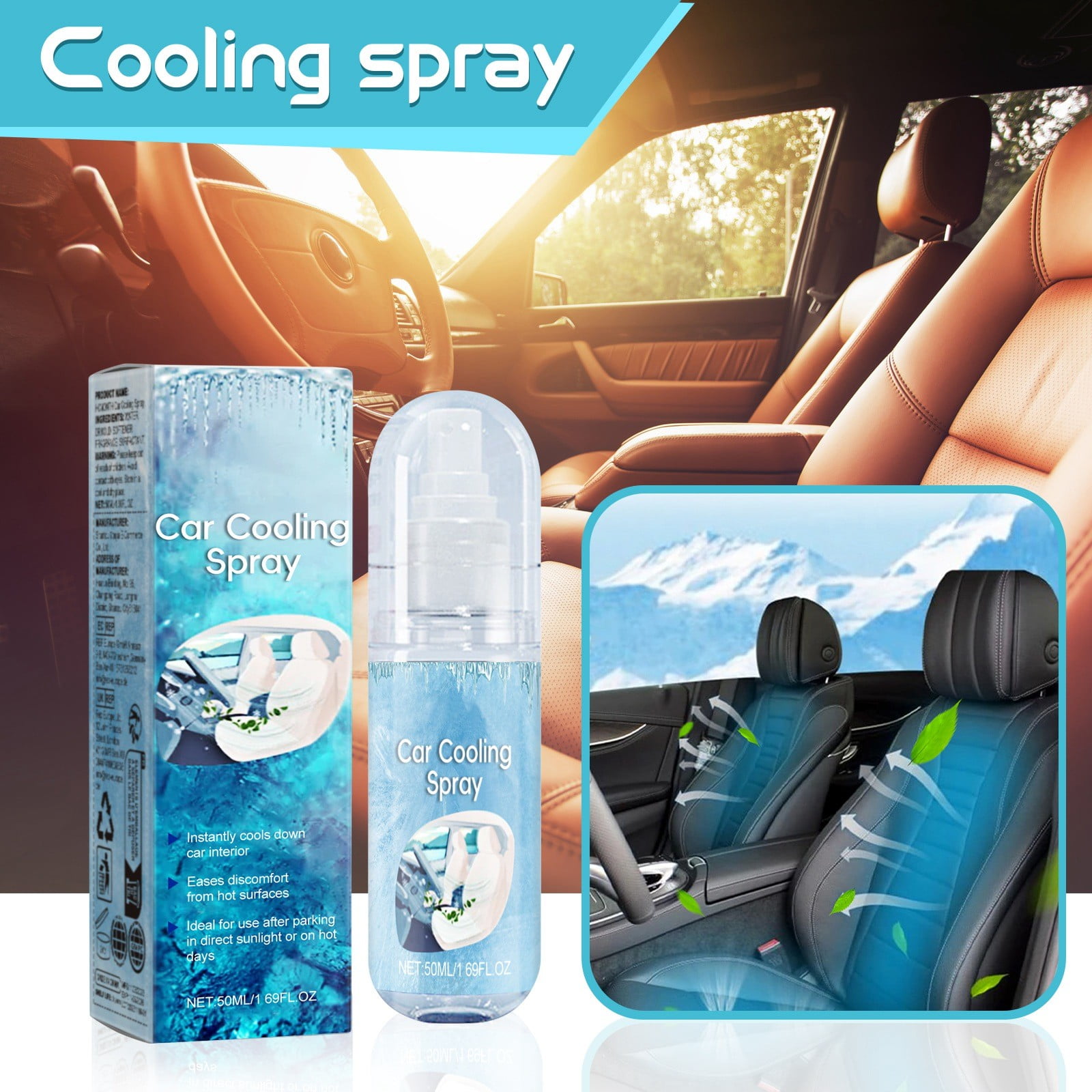 50ml Car Cool Spray,Car Care Protector,Car Instant Ice Cool Spray,Cool ...