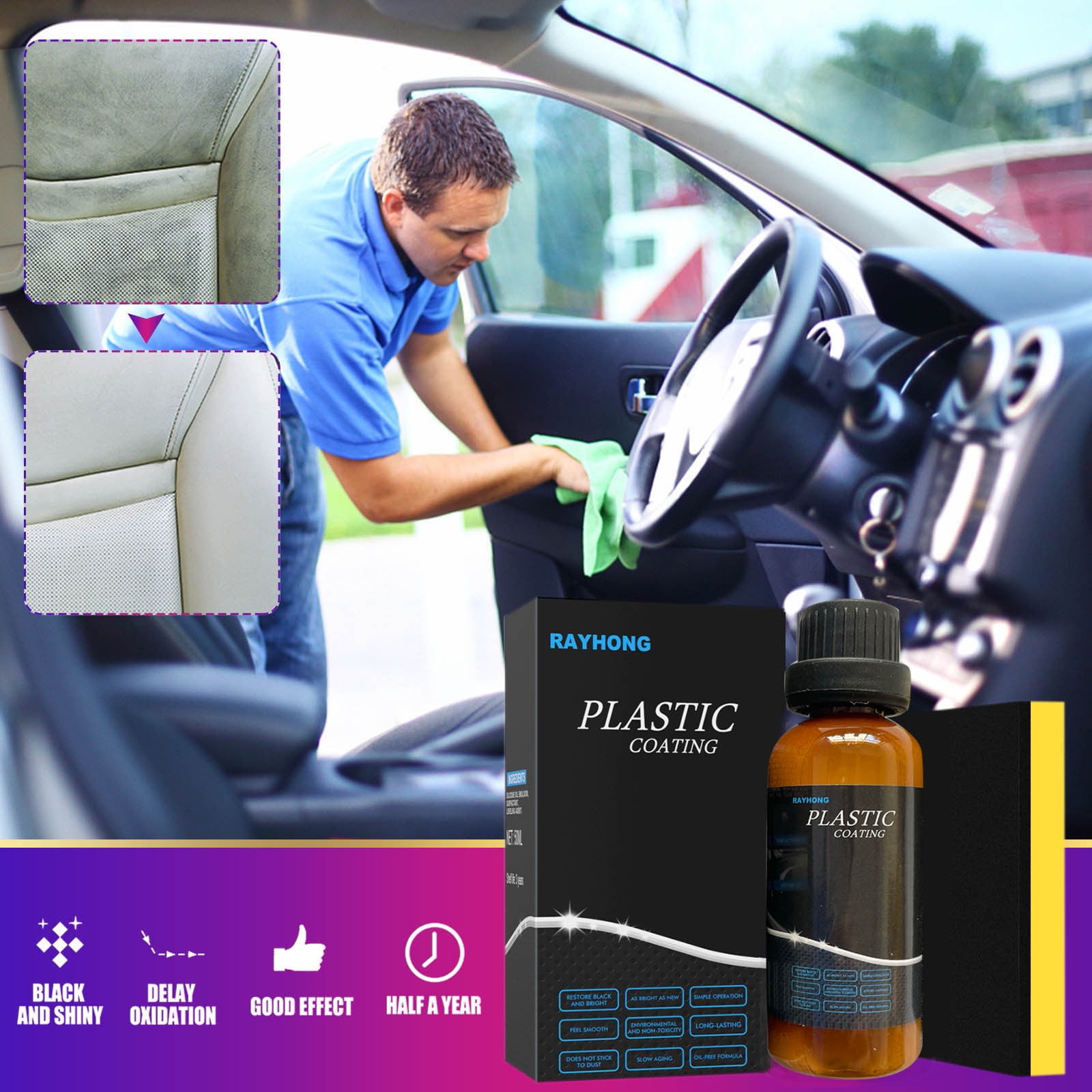 50ml Car Plastic Restorer - Nano Plastic Refreshing Back-to-Black ...