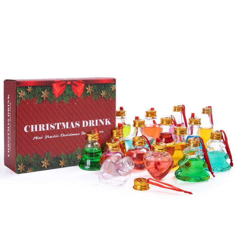 50ml Christmas Booze Balls Set - Fillable Clear Plastic Xmas Tree ...