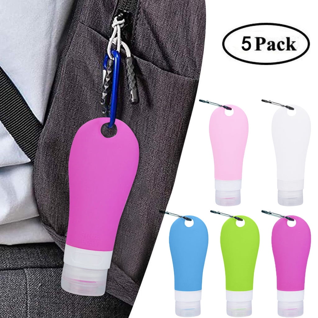 50ml Clear Travel Bottles, 5 Pack - Leakproof Silicone Keychain ...