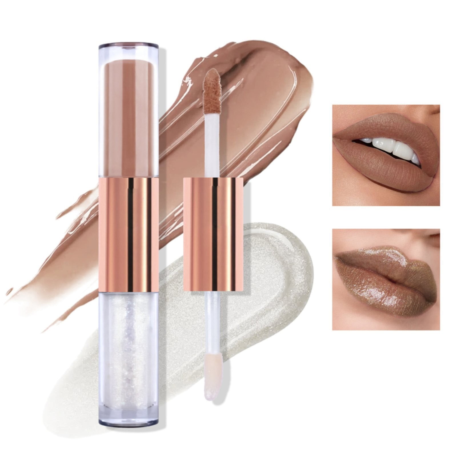 50ml Double End Lip Gloss Set Velvet & Finish Liquid Lipstick Long Lasting Glossy Lip Glaze ...