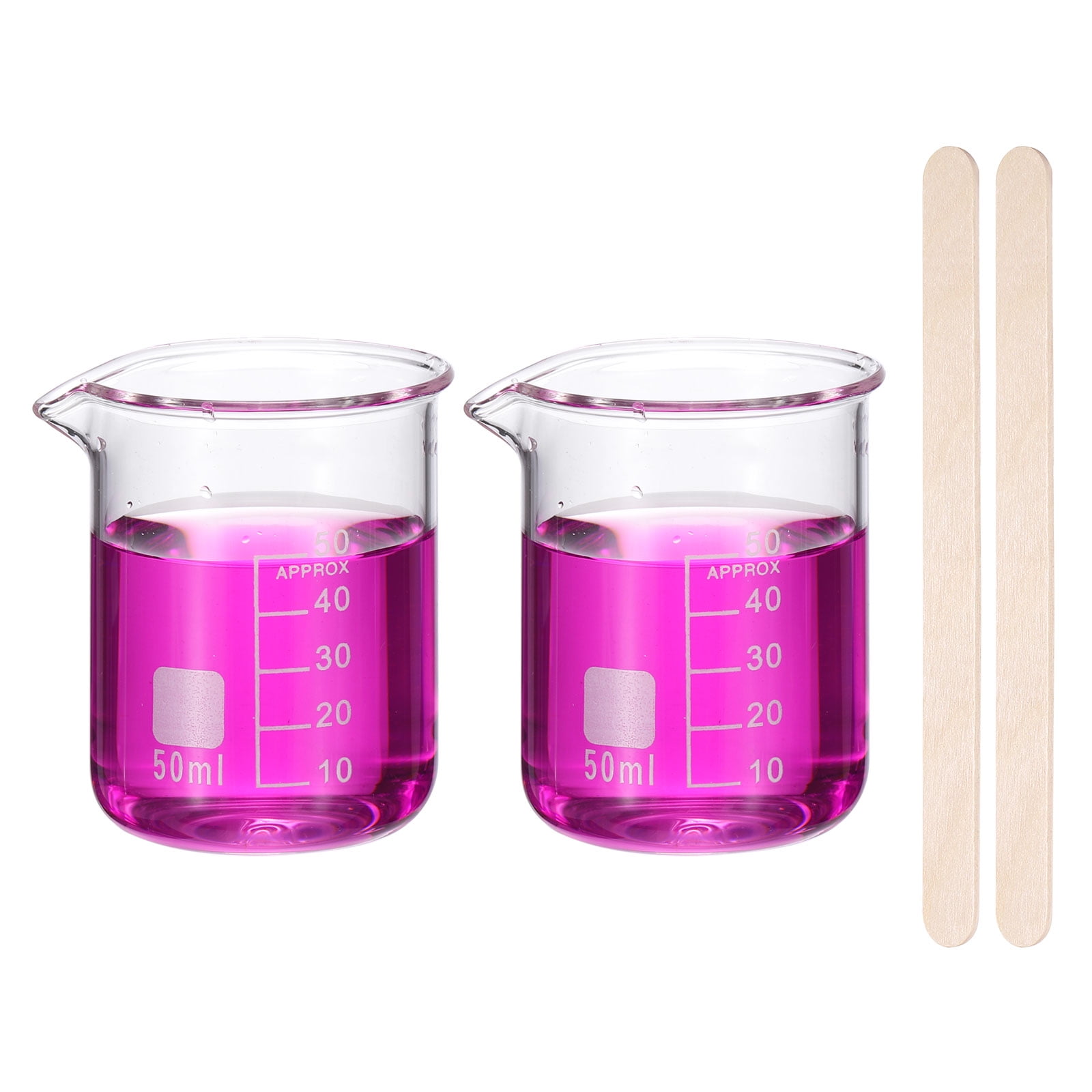 50ml Glass Beaker, 2 Pack Measuring Glass Beaker Graduated Borosilicate ...