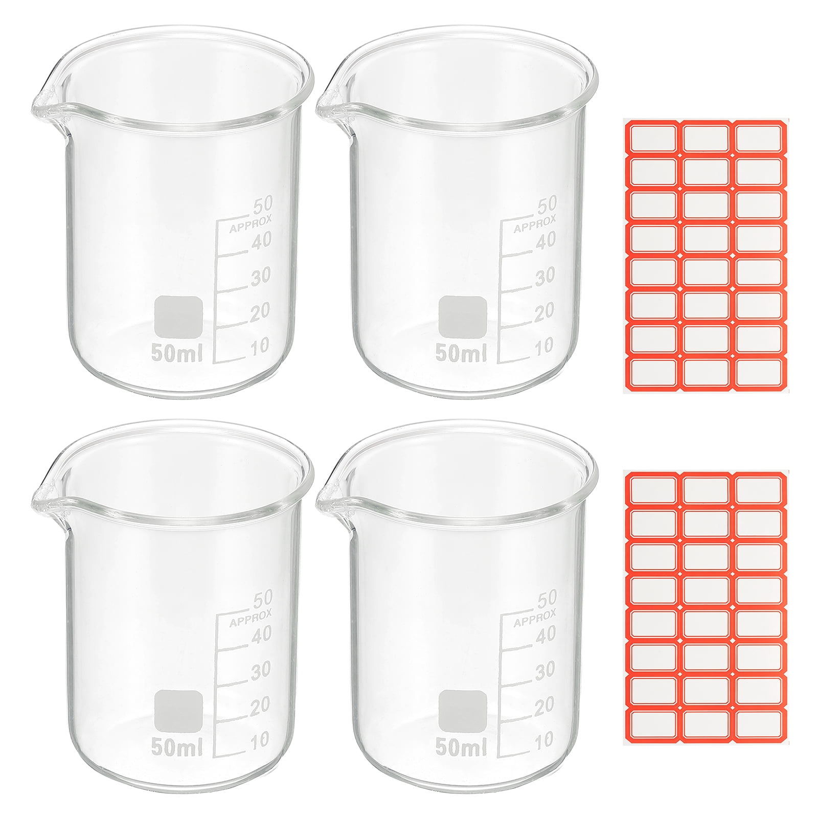 50ml Glass Beaker, 4 Pack Measuring Glass Beaker Graduated Borosilicate ...