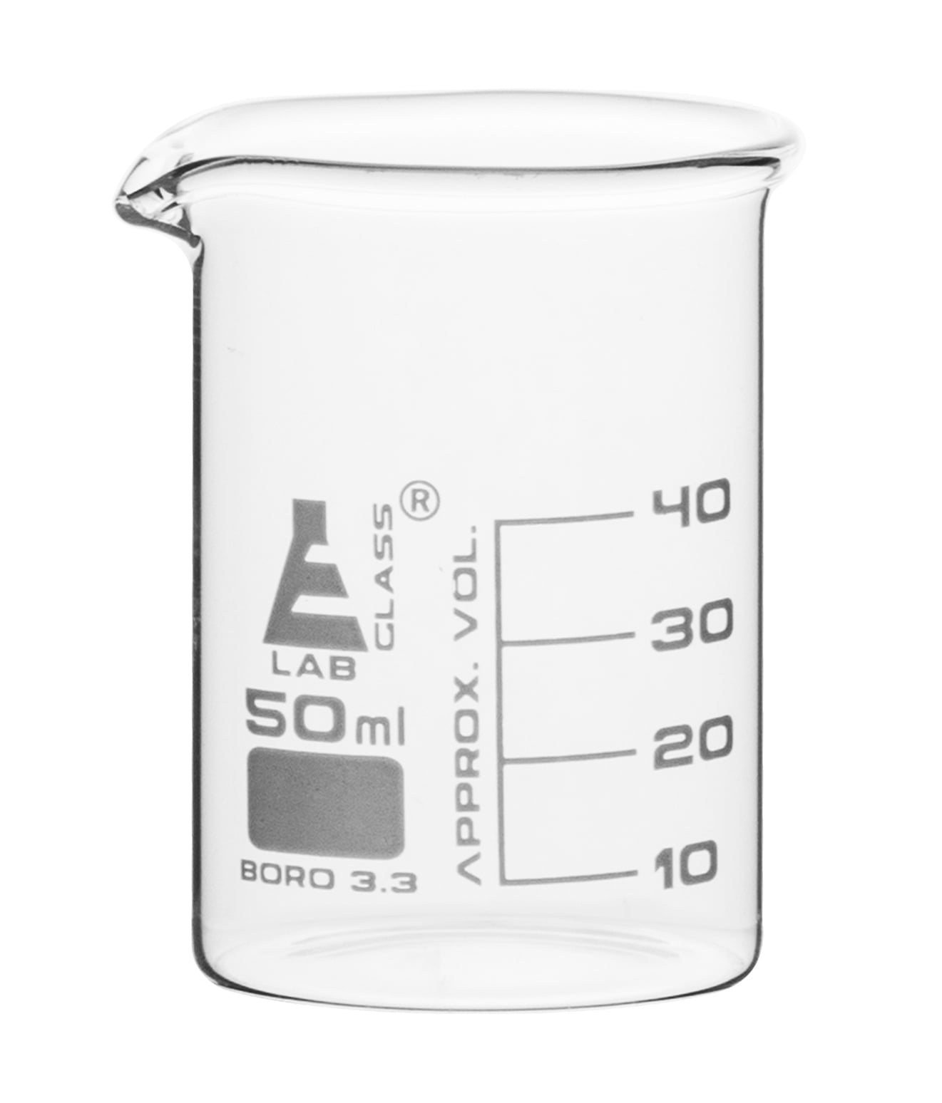 50ml Graduated Beaker with Spout - Eisco Labs Premium Borosilicate ...