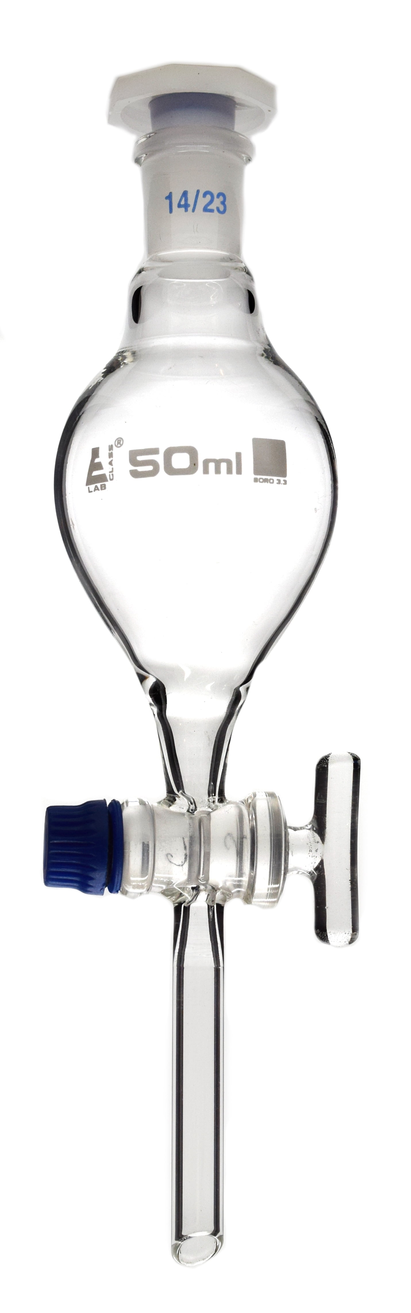 50ml Separating Funnel, Squibb, Interchangeable Plastic Stopper, 14/23 ...