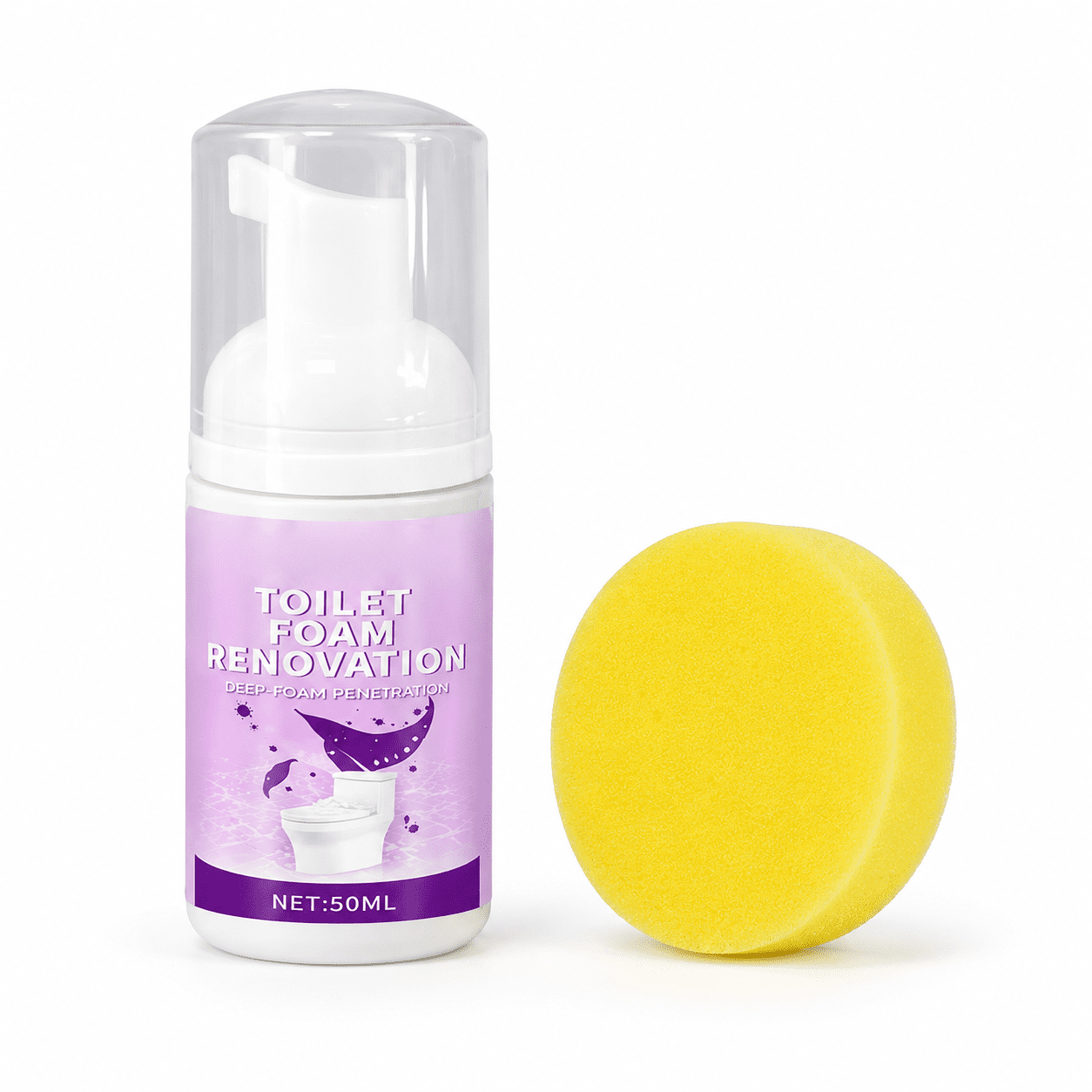 50ml Toilet Foam Cleaner Set, Limescale Stain Cleaner with Sponge Brush ...