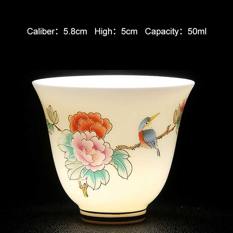 50ml White Porcelain Teacup Teahouse Master's Cup Chinese Style Retro ...