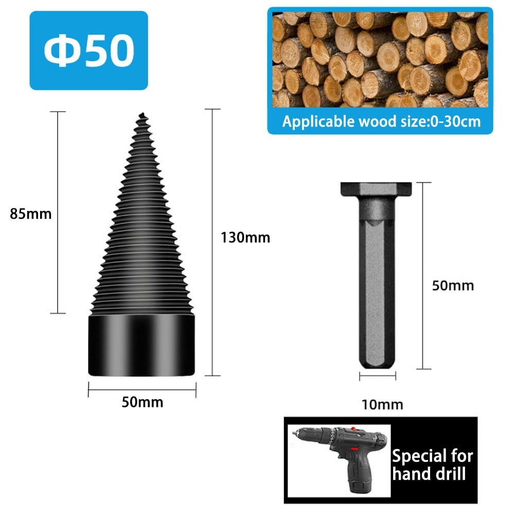 50mm Firewood Splitting Drill Bit Wood Splitter Cones Bit Square Round ...
