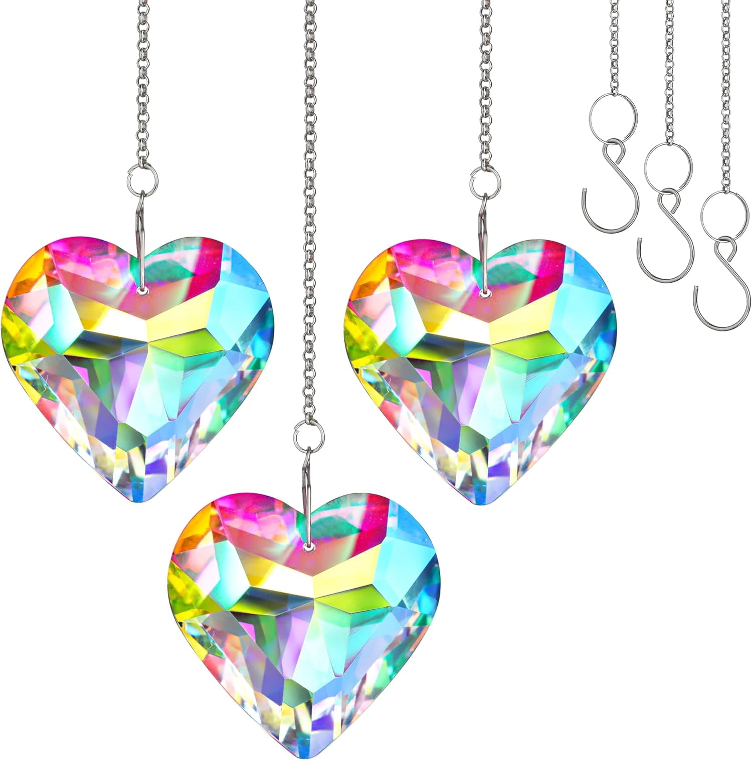 50mm Geometry Heart Sun Catcher Prisms Suncatchers with Glass Prism ...
