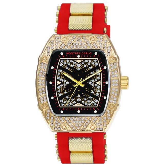 50mm Montres Carlo Men's Luxury Sports Stones Silicone Band Modern ...