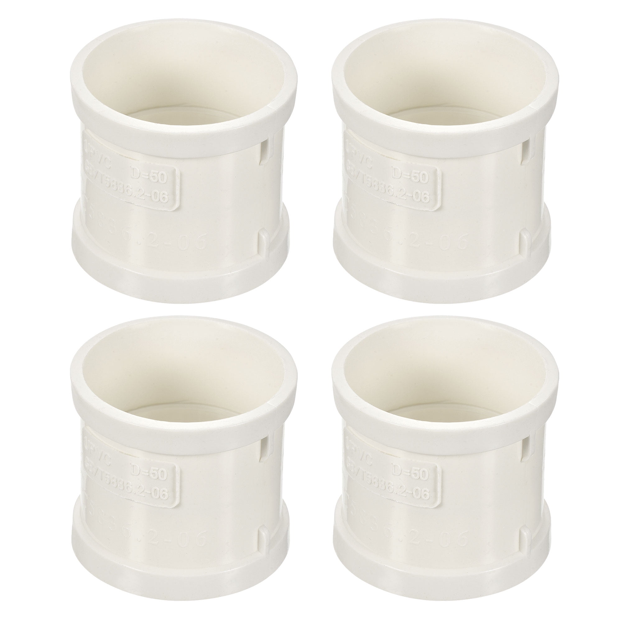 50mm PVC Straight Socket Connector Pipe Fitting Coupling Adapter, White ...