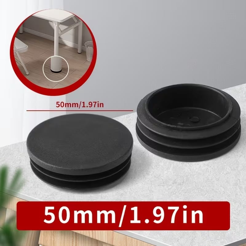 50mm Round Plastic Pipe Plugs - 8-Pack Furniture Foot Plugs for Sound ...