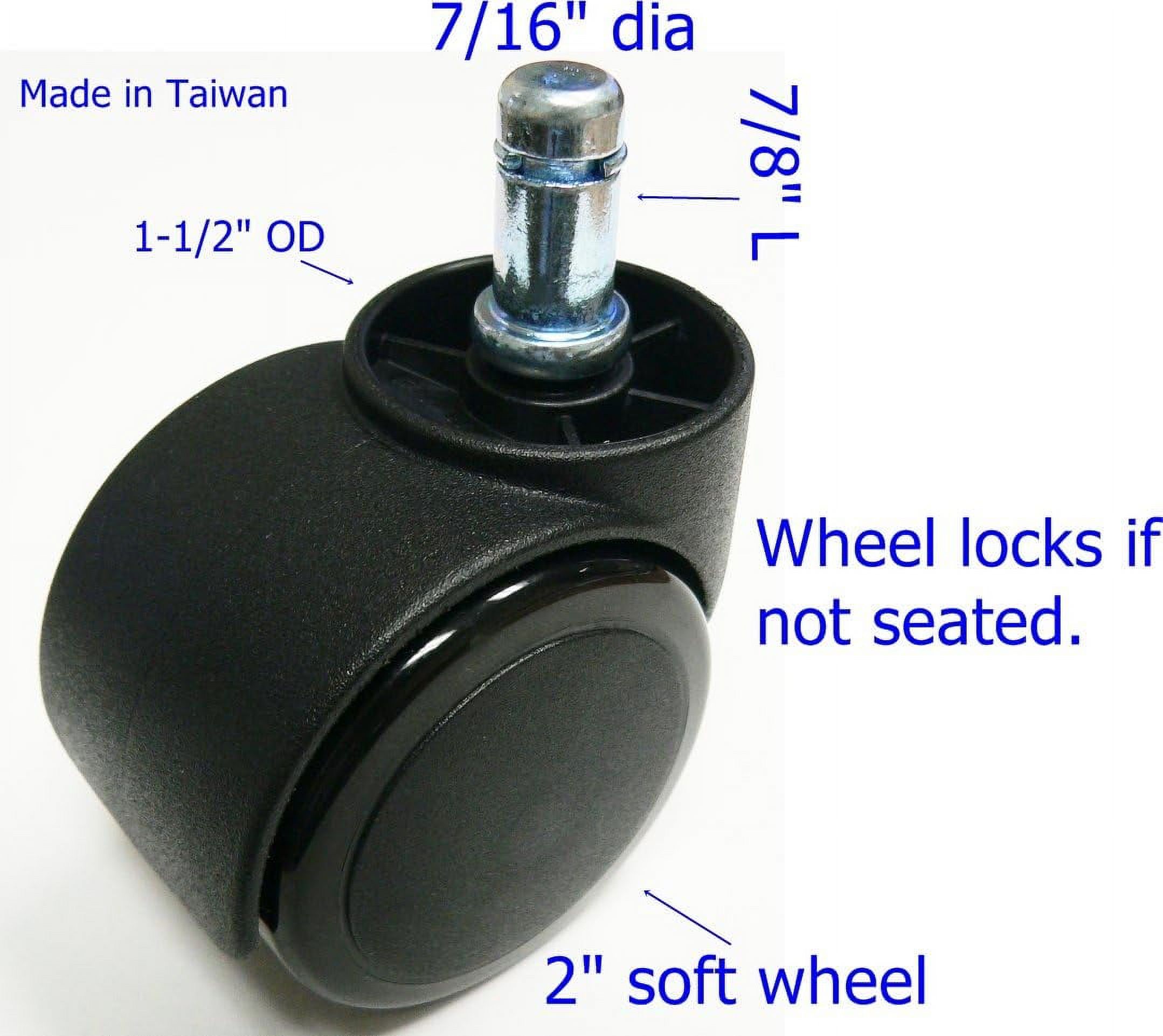 50mm Soft Wheel Chair Caster Wheel auto-Lock for Hardwood Floor, Pack ...