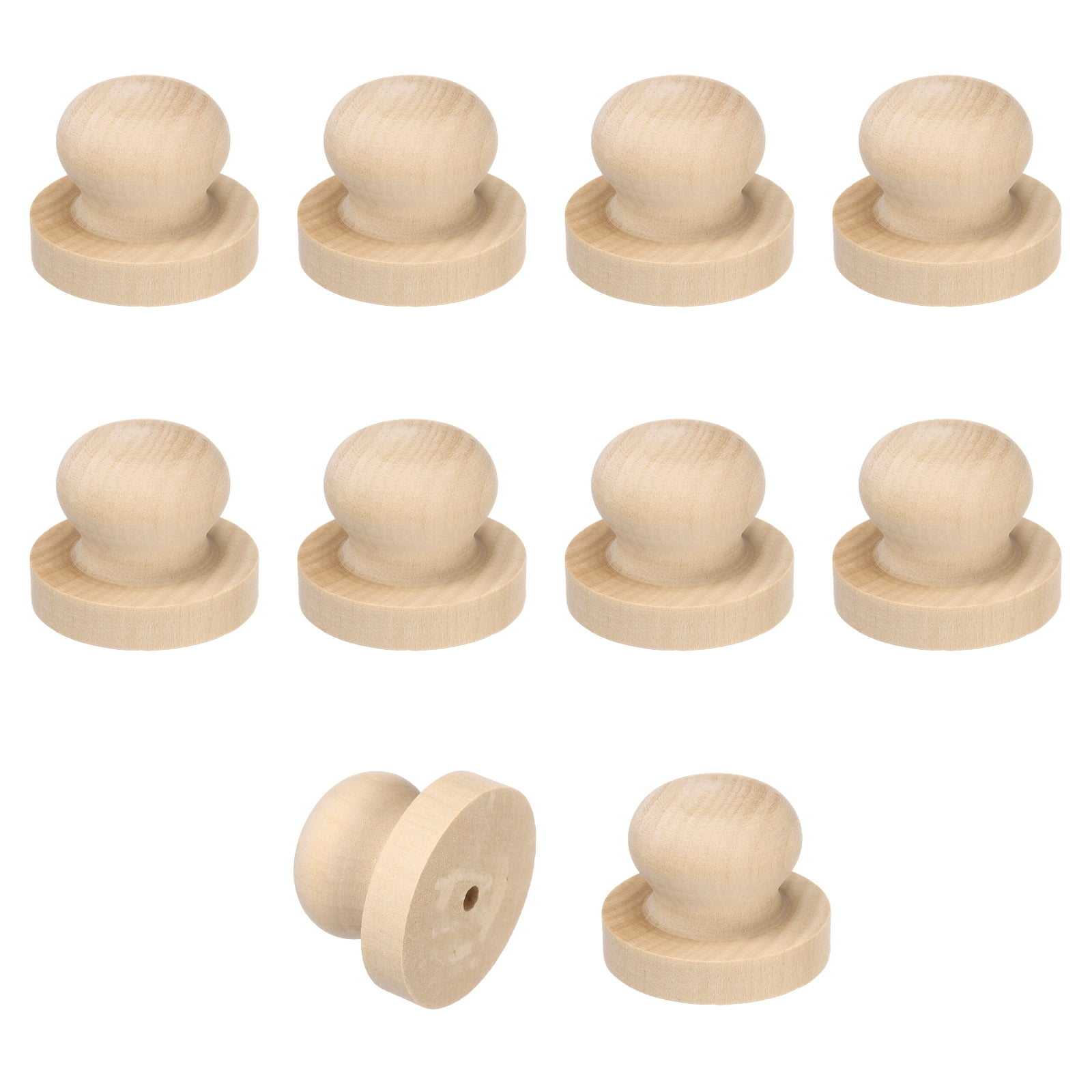 50mm Stamp Wood Round Handle, 10Pcs Wooden Knobs Stamp Mounts Drawer ...