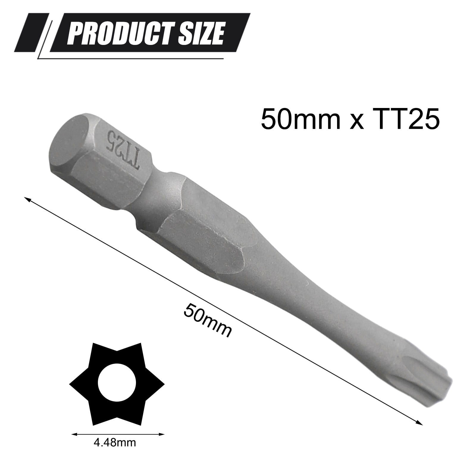 50mm T6-T40 Torx Screwdriver Bit Magnetic With Hole Hex Shank For ...