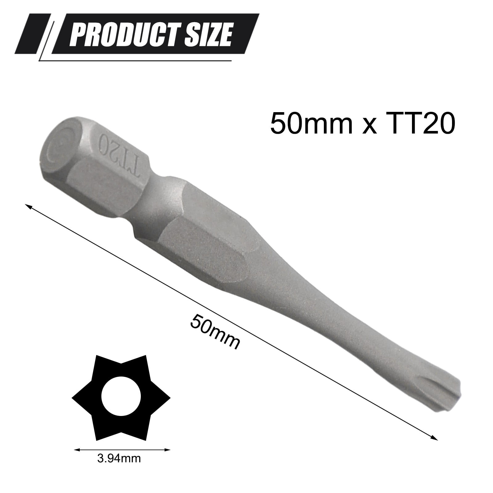 50mm T6-T40 Torx Screwdriver Bit Magnetic With Hole Hex Shank for ...
