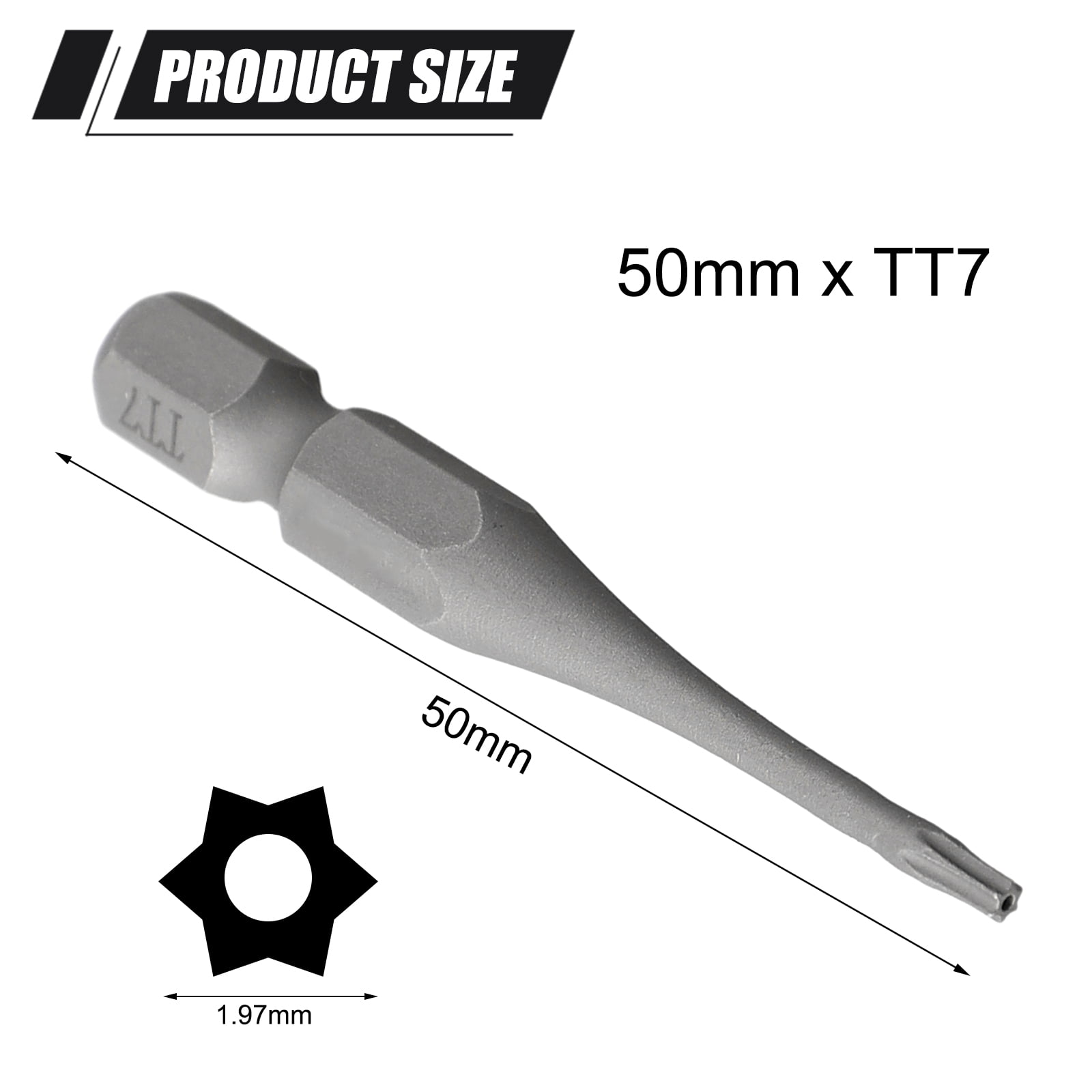 50mm T6-T40 Torx Screwdriver Bit Magnetic with Hole Hex Shank for ...