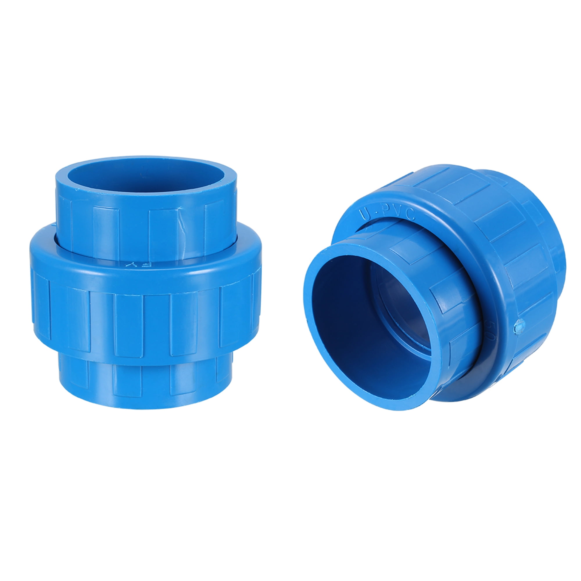 50mm x 50mm Pipe Fitting Union Solvent Socket Quick Connector Blue 2Pcs ...