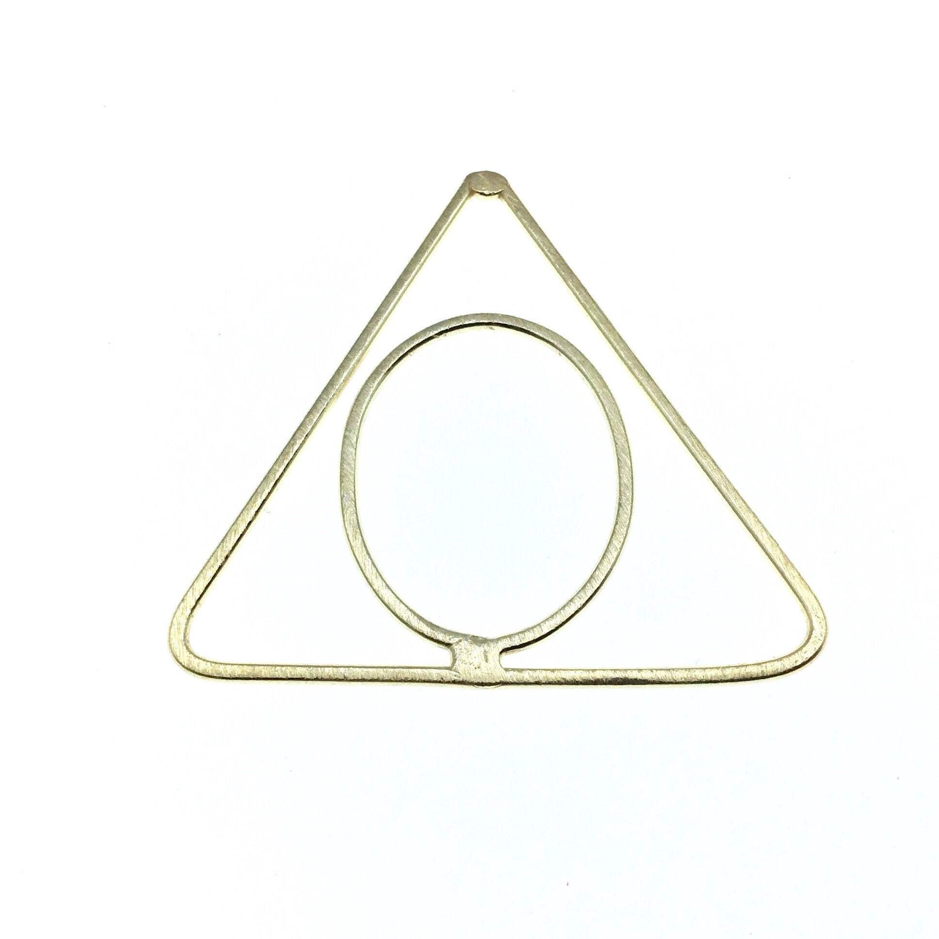 50mm x 53mm Soft Gold Open Triangle with Inner Oval Shaped Plated ...