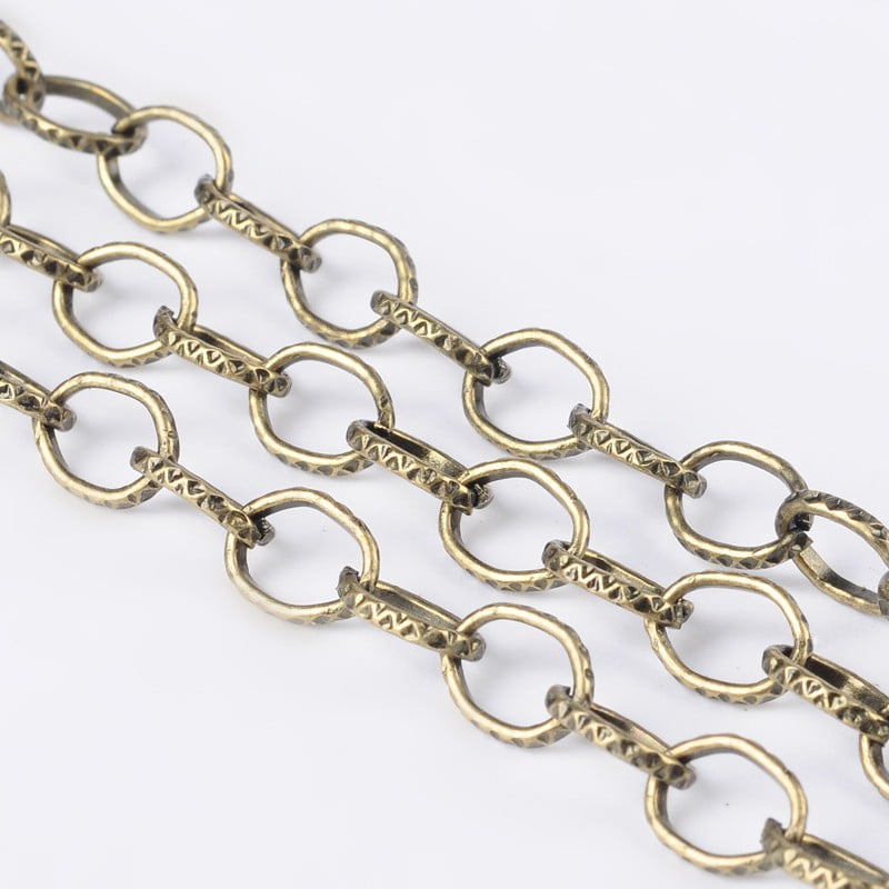 50ms Iron Cable Chains Textured Unwelded with Spool Flat Oval Nickel ...