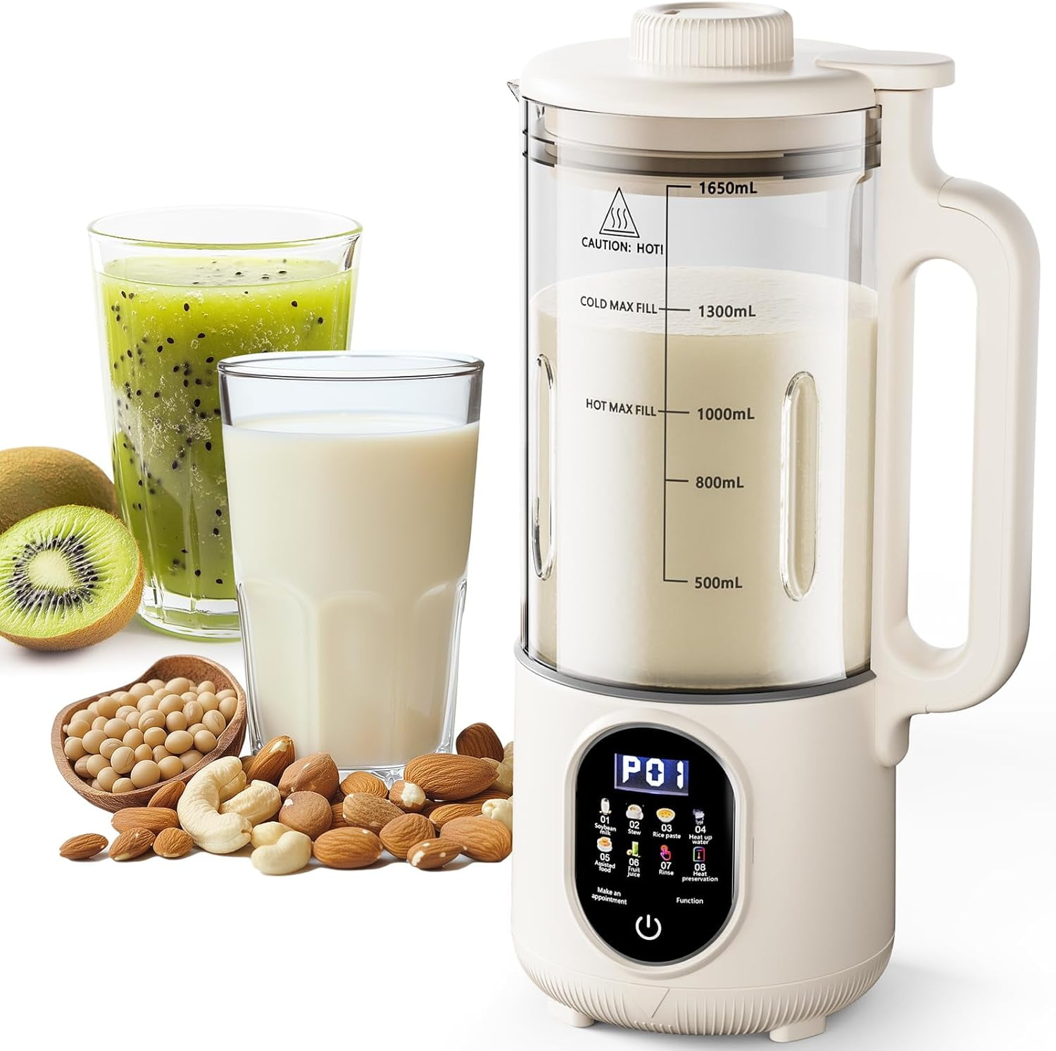 50oz Automatic Nut Milk Maker, 10-in-1 Automatic Soy Milk Maker with 20 ...