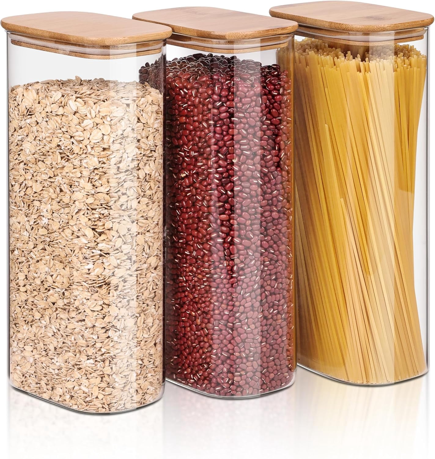 50oz Glass Food Storage Jars Set of 6,Glass Storage Containers Clear ...