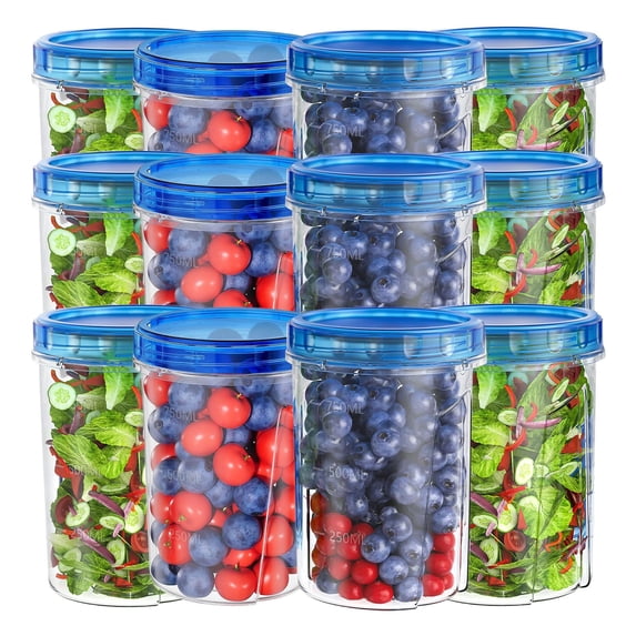 50oz Multi-Pack Plastic Food Storage Containers with Lids 12Pcs ...