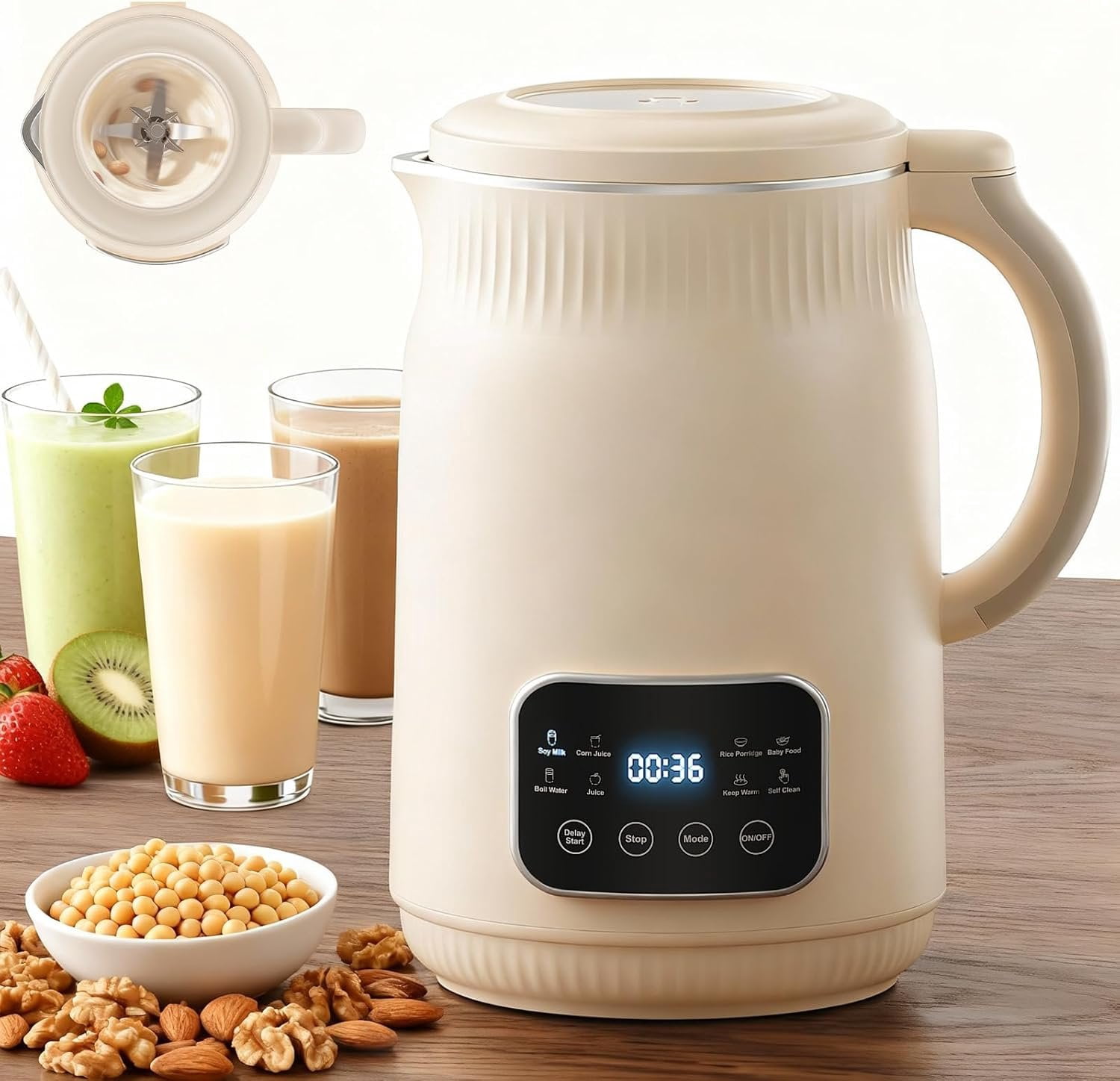 50oz Nut Milk Maker Machine(Stainless Steel) Blender, 8-in-1 Automatic ...