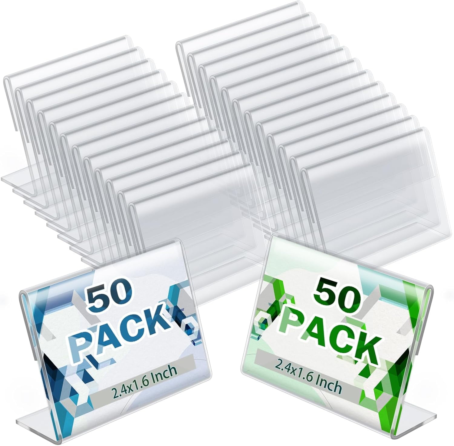 50pack Mini Clear Sign Display Holder with Blank Labels,2.36*1.57 Inch ...